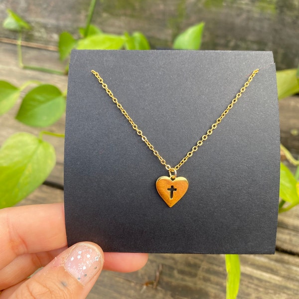 12x12mm 24k Shiny Gold Plated Heart Cross Charm, Cross Bracelet Charm ...