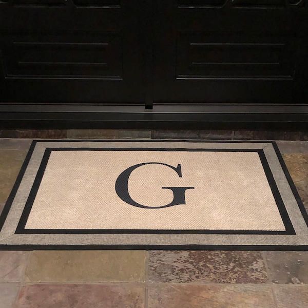 Single Initial Monogram Doormat, Classic Serif Style Letters ...