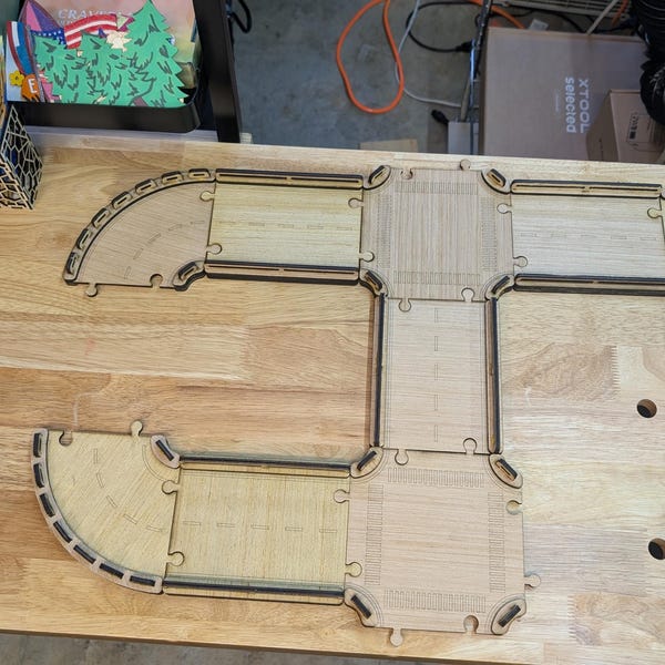 Wooden Auto Track System Vector File for Laser Cutting – 3mm and 4mm ...