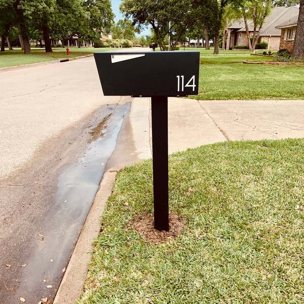 ANTHONY B - the Black Minimalist - Modern Post Mounted Mailbox ...