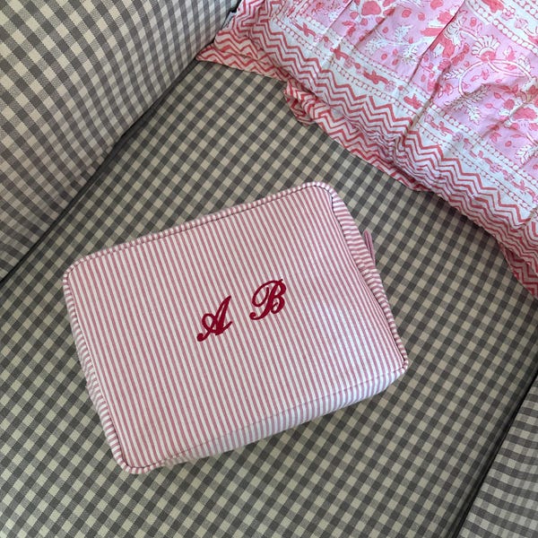 Personalised Small Quilted Monogramed Cosmetic Bag, Initial Name Makeup ...