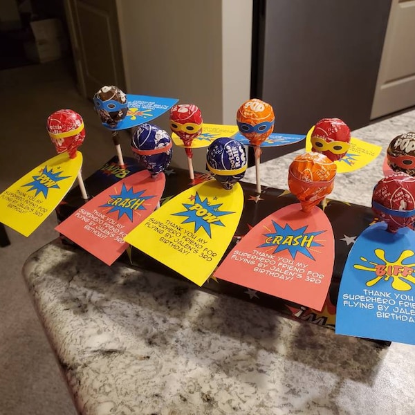 Superhero Lollipop Capes Masks Template - Printable Birthday Party ...