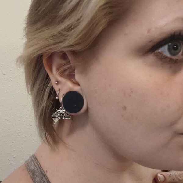 Silver Moth Huggies, Insect Earrings - Etsy