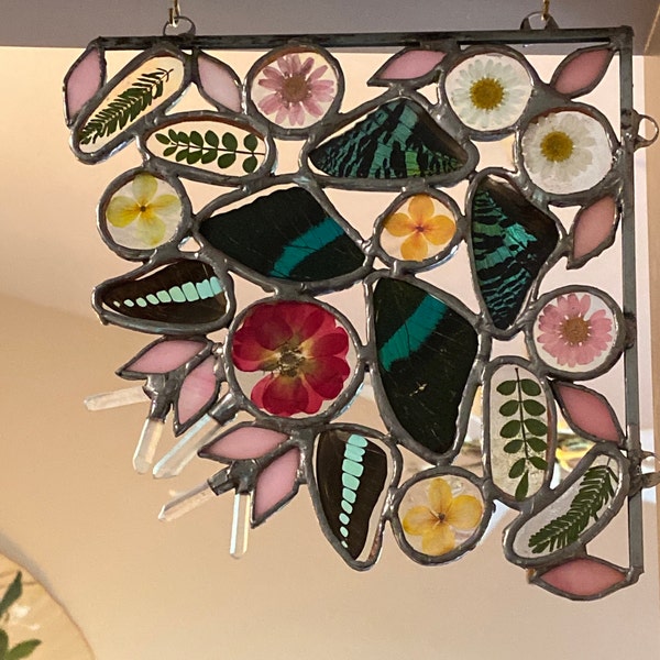 Stained Glass Purple Flower in Frame - Etsy