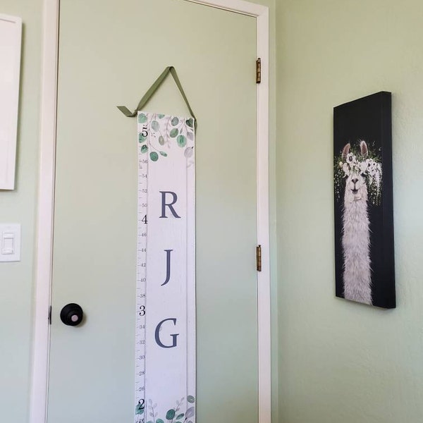 Girls Growth Chart, Canvas Growth Chart, Personalized Chart, Eucalyptus ...