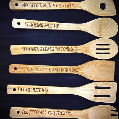 Personalized Funny Wooden Spoon Set,custom Kitchen Spoons,funny Spoon ...