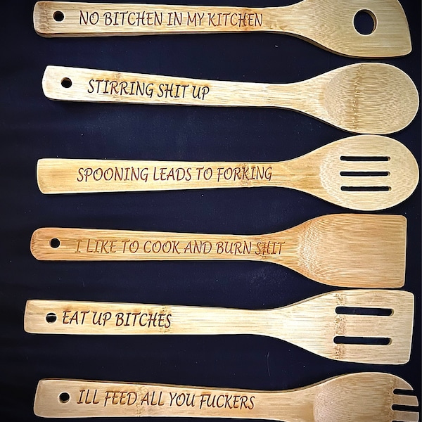 Personalized Funny Wooden Spoon Set,custom Kitchen Spoons,funny Spoon ...