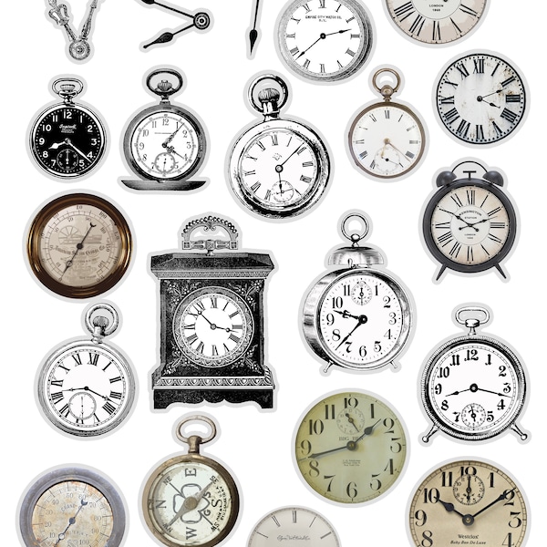 Junk Journal Ephemera, Fussy Cut, Found Object, Clock, Key, Antique ...