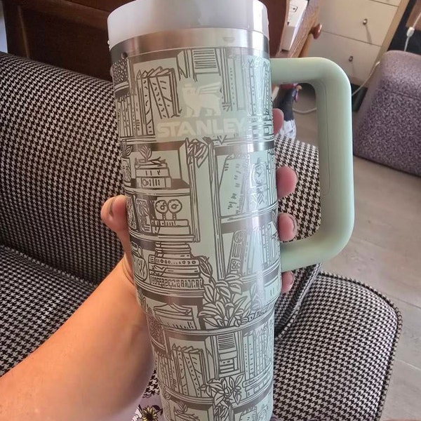 Library Bookshelf 30 Oz Custom Engraved Tumbler Quencher, Book Lover ...