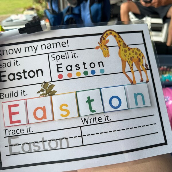 Dry Erase Name Mat, Montesorri Activity to Learn to Spell and Write ...