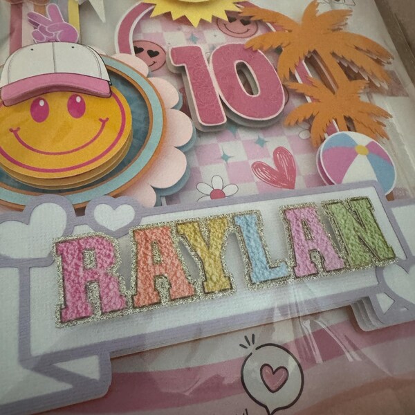 Preppy Teen Cake Topper Let’s Party Smiley Face Birthday One Happy Girl ...