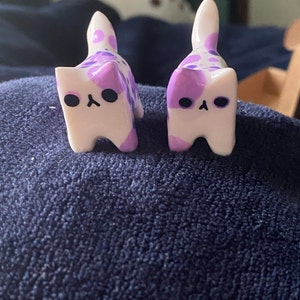 Handmade Painted Cute Quirky Clay Kitty Cat Figurine / Kitkats for Your ...