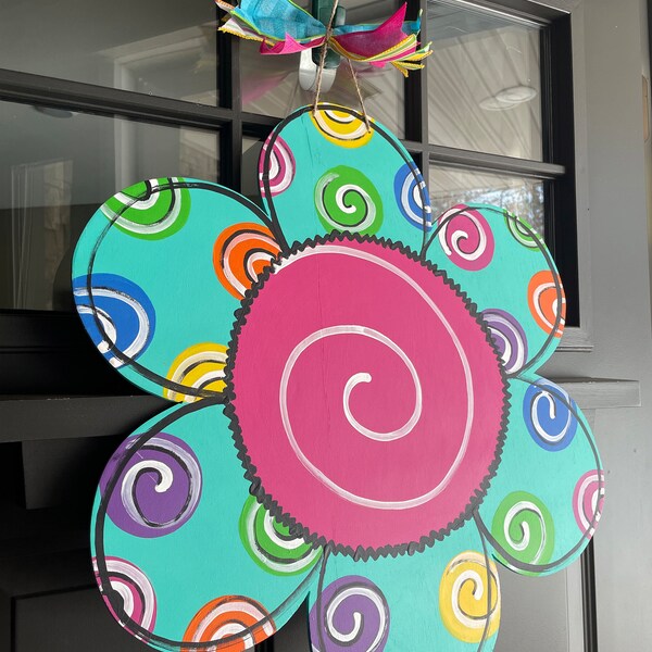 Flower Door Hanger - Front Door Sign - Flower Door Sign - Flower Door ...