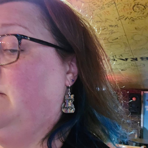 Cat Earrings Acrylic, Fun Colorful Dot Kitten Earrings for Girls, Cute ...