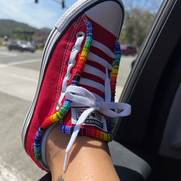 Red Accent Beaded Converse - Etsy