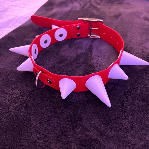 Sage Green / Khaki Chunky Spike Collar Fursuit Collar Cosplay Collar ...