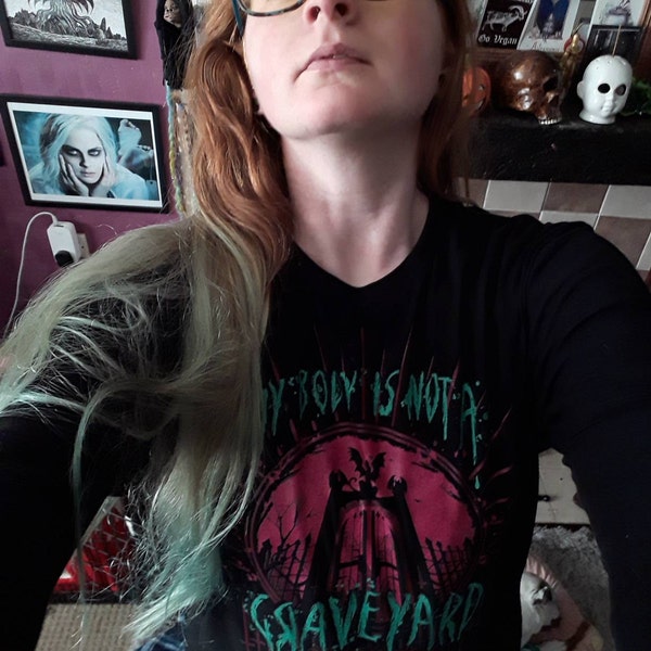 Vegan Tshirt Black Goth Tee T Shirt Gothic Pink Green Witchy Witch ...