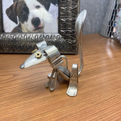 Dog Sculpture Made of Vintage Silverplated Silverware - Etsy