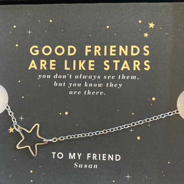 Good Friends Are Like Stars // Bracelet // Silver Star // Gift Card ...