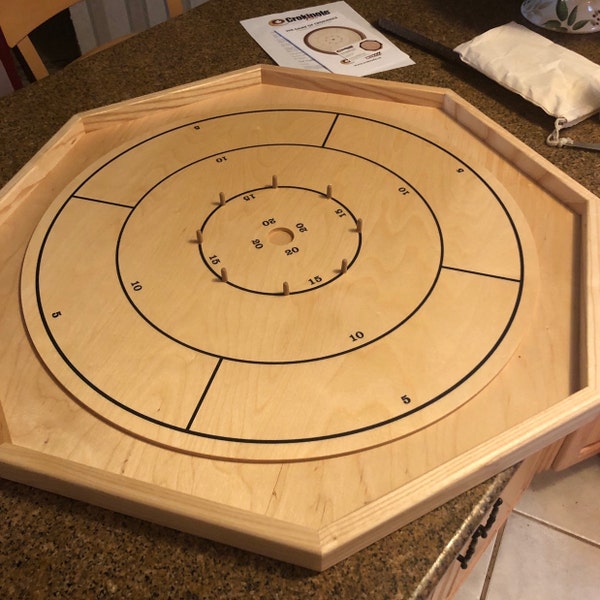 The Gold Standard Crokinole Board - Traditional Octagon Game Set - 23-5 ...