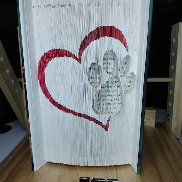 Heart and Paw Cut and Fold Book Folding Pattern - Etsy