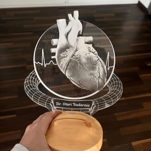 Heart Surgeon Personalized 3D Lamp, Cardiologist Gift, Heart Specialist ...
