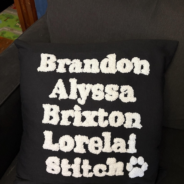 Embroidered Country Pillow, State Map Pillow, Personalized Punch Needle ...