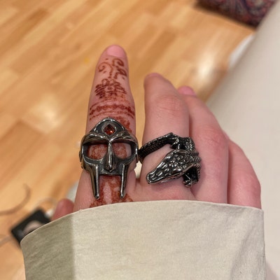 Silver MF DOOM Ring Red Gem MFDOOM Ring in Stainless Steel Mfdoom ...