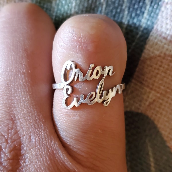 Name Ring Yellow Gold - Personalized Names Ring - Old English Name ...