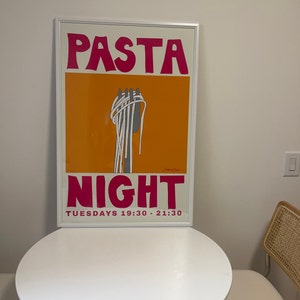 Pasta Night Poster Spaghetti Poster Food Print Modern Kitchen Decor ...
