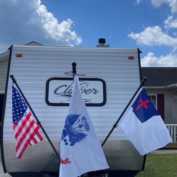 Camper Triple Flag Pole Mount - RV Flag Holder - Freedom Jack - Etsy