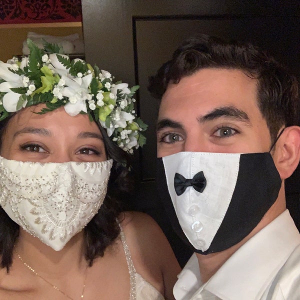 Bride and Groom Cotton Face Mask With Filter,face Mask Wedding,set of ...