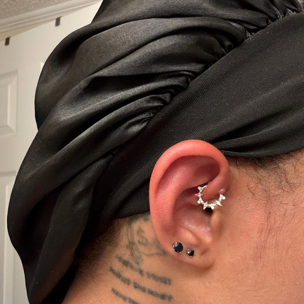 14k Solid Gold Tiny Climber Stud Earring Threadless Earring Conch ...