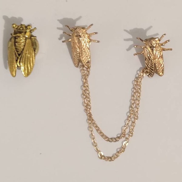 Gold Cicada Button Cover for Shirt Collar or Fake Cufflinks Brooch - Etsy