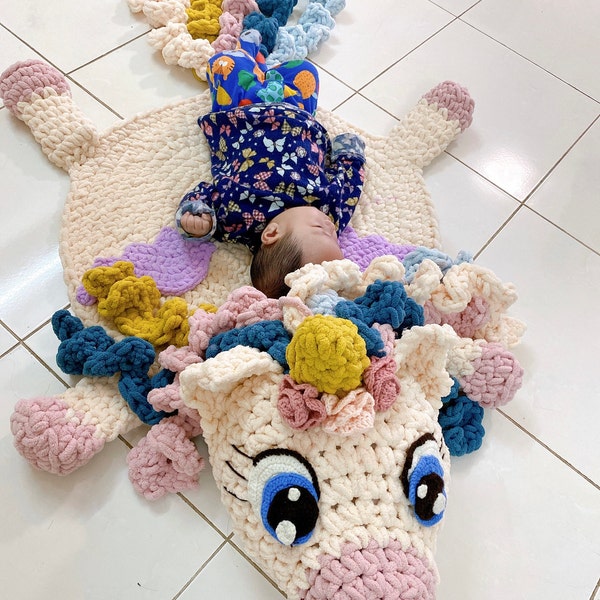 Plush Baby Rug Mia Unicorn | Finger Crochet Pattern | PDF | Baby Room ...