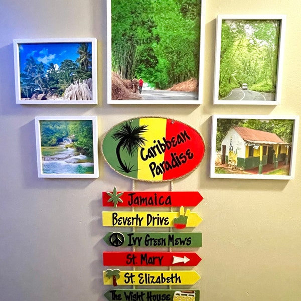 Handmade Wood Caribbean Paradise Jamaica Directional Arrow Custom ...