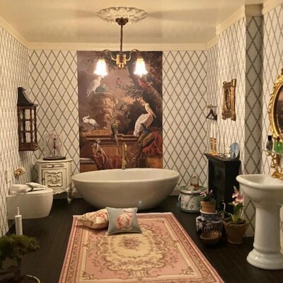 Newdollhouse Brocante Barroque Wall Panels. 1:12 Ornate Chandelier ...