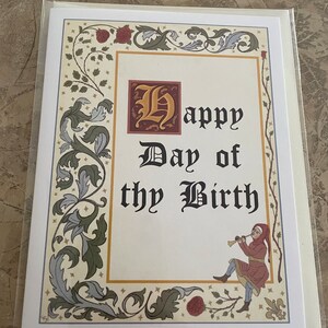 Medieval Birthday Card, Illuminated Manuscript Style Greeting Card ...