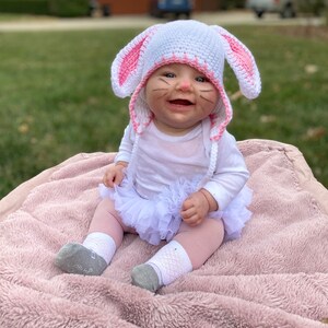 Bunny Hat Baby Rabbit Earflap Hat in Size 6 to 12 Months, Sizes New ...