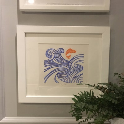 Every Cloud Lino Print Handmade Wall Art Home Decor Nautical - Etsy