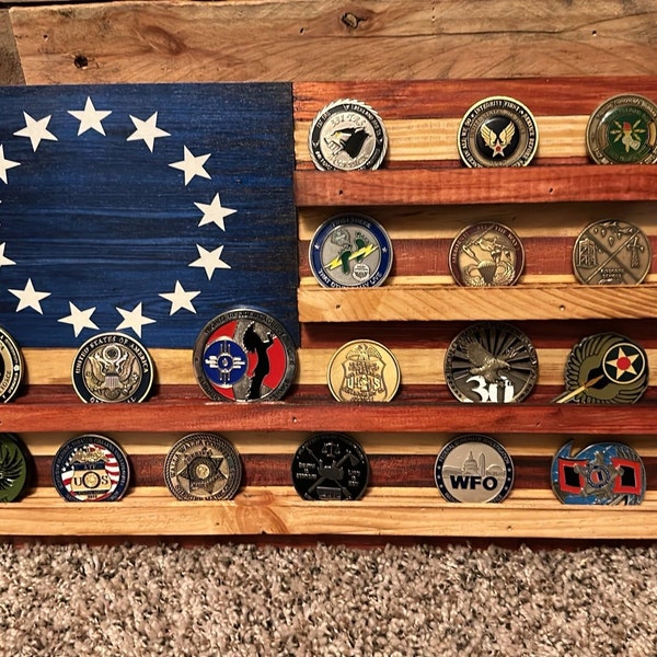 Handmade American Flag Challenge Coin Hanging Wall Display Rack - Etsy