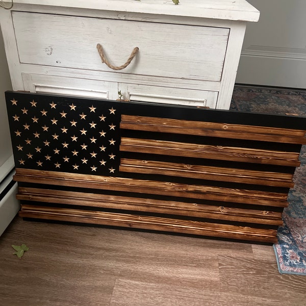 Subdued Wooden American Flag Challenge Coin Display, Holds 90-100 Coins ...