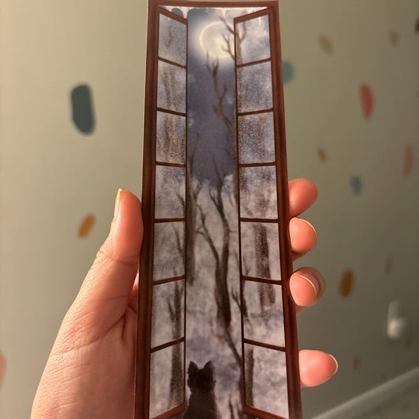 Cottage Cat Snowy Window Bookmark - Etsy