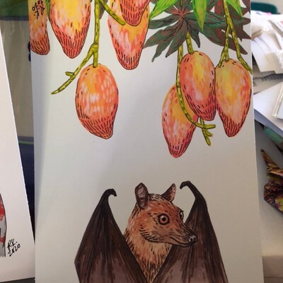 Fruit Bat Mangoes Archival Print - Etsy