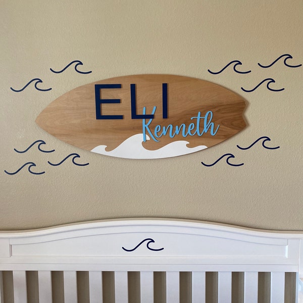 Ocean View Wall Decal // Beach Wave Wall Decals / Beach Nursery Decals ...