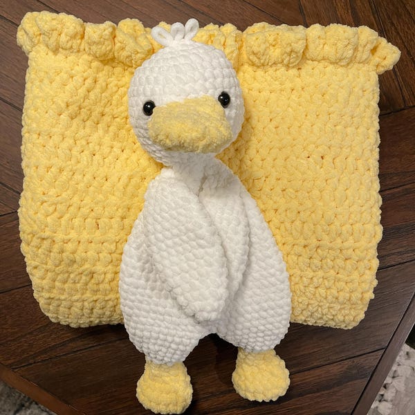 Crochet Duck Snuggler Pattern, Duck Lovey, Comforter Toy, Baby Security ...