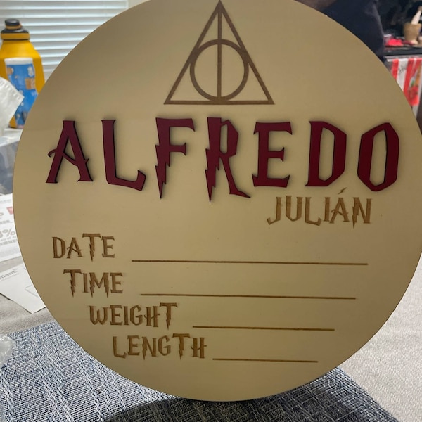 Wizard Birth Announcement Sign - Wizard Baby Wooden Newborn Photo Prop ...