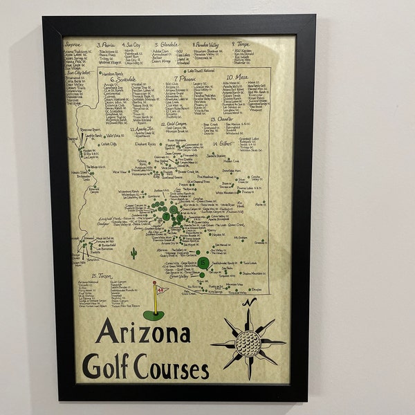 Arizona Golf Map - Etsy