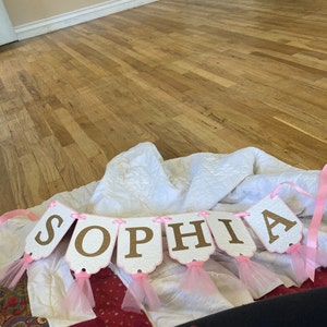 Girl's Name Banner With Crowns Girls Pink and Gold - Etsy