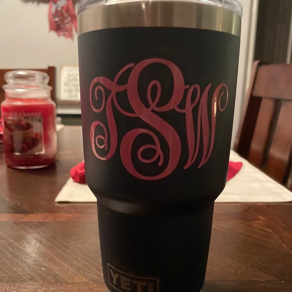 Yeti Cup Monogram Decal || Monogram Tumbler Decal, Vinyl Monogram Decal ...